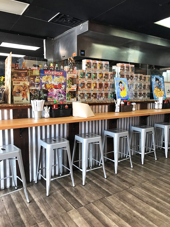 The counter where magic happens. Funko Pops stand guard over your meal like tiny sentinels of flavor, watching as you embark on your culinary adventure.