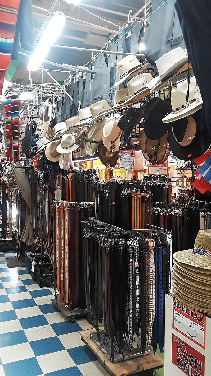 Cowboy hat heaven where urban cowboys and authentic ranch hands shop side by side. The belt selection alone deserves its own zip code.
