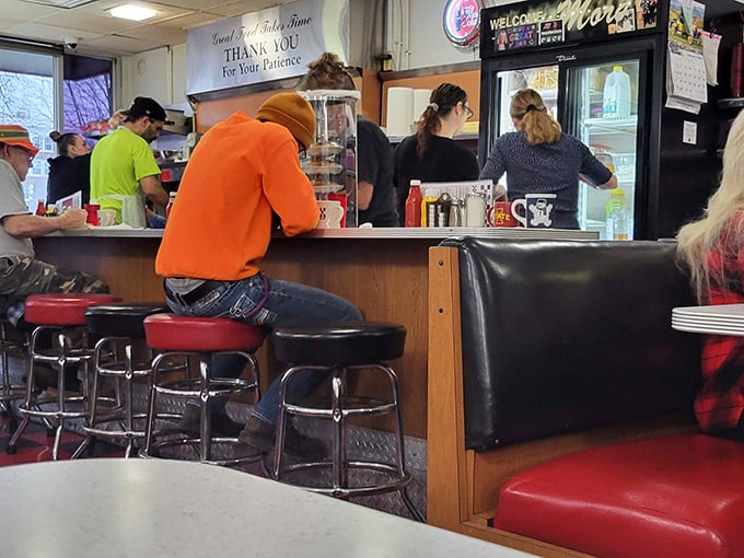 Morning regulars at the counter form a breakfast club that doesn't require membership cards &ndash; just an appreciation for coffee and conversation.