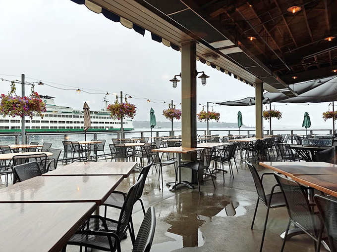 Even on a rainy day, the outdoor patio offers misty views of passing ferries&mdash;quintessential Seattle dining at its atmospheric best.