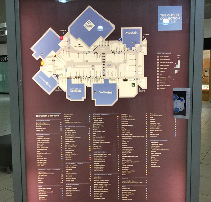 The mall directory: part treasure map, part overwhelming decision matrix. Study it like you're planning a heist, not just a shopping trip.