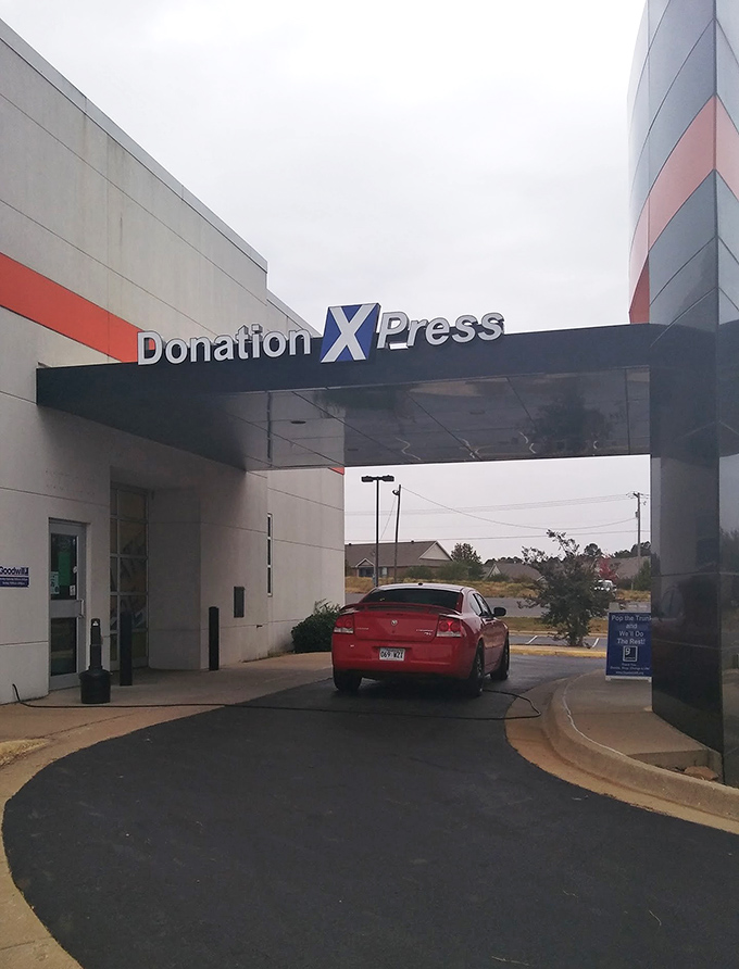 The Donation Xpress drive-through makes decluttering as easy as fast food, but significantly more virtuous. Your castoffs become someone else's treasures.
