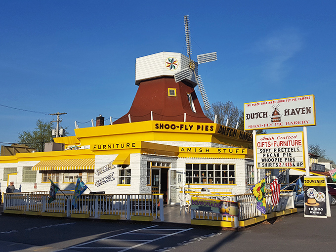 Dutch Haven's iconic windmill has beckoned sweet-toothed travelers for generations, promising the molasses-rich comfort of authentic shoofly pie.