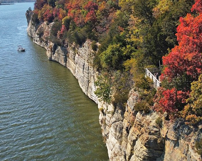 Fall transforms Buffalo Rock into a painter's palette of crimson and gold. Even the most dedicated screen-addicts pause to take this in.