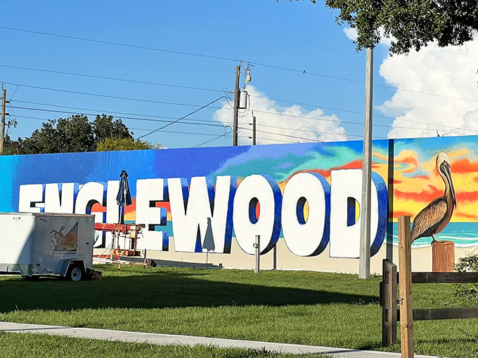 The Englewood mural serves as both Instagram backdrop and community pride, with colors as vibrant as the town itself.