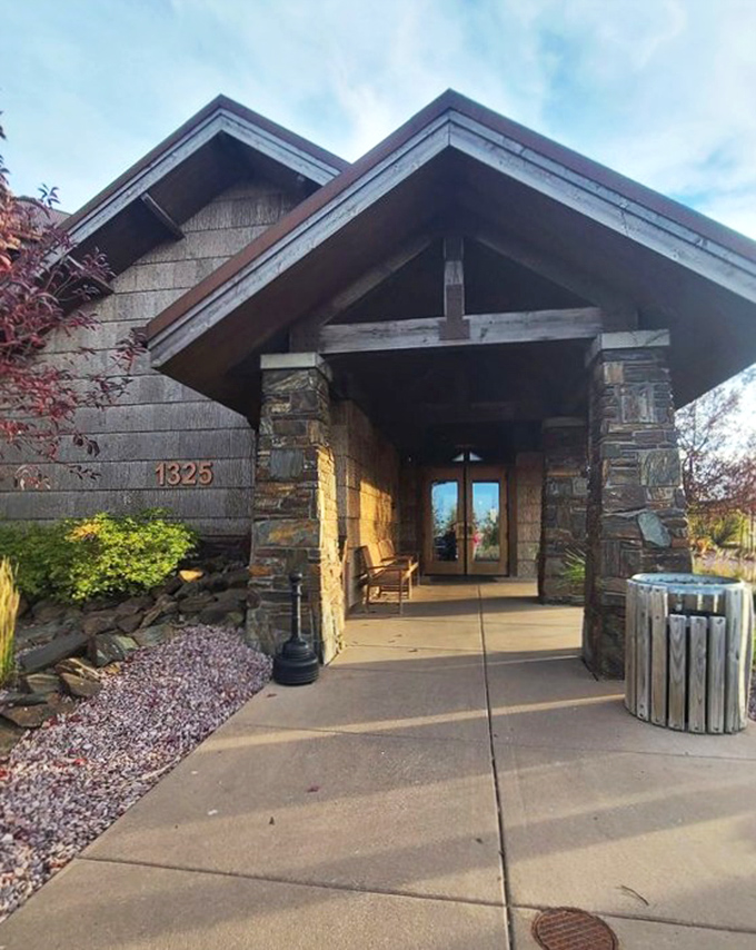 The entrance promises what awaits inside: a rustic-elegant escape where the outside world fades away with each step.