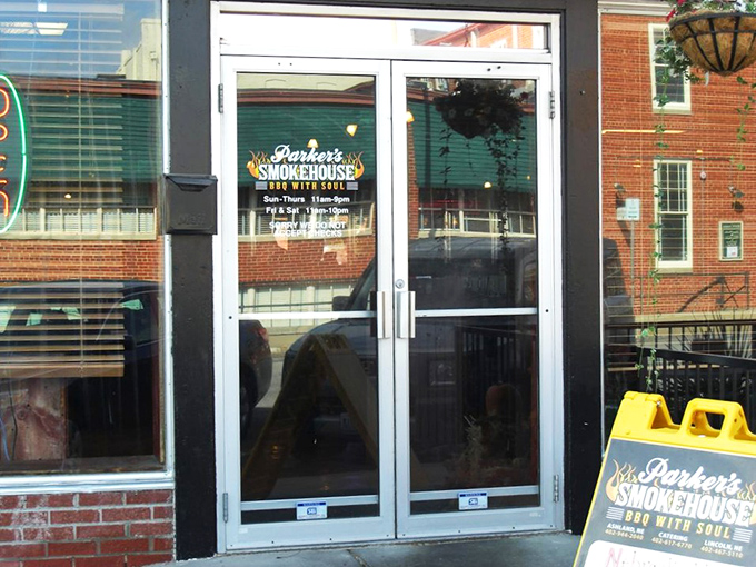 The entrance to Parker's promises "BBQ with Soul"&mdash;a doorway to deliciousness that might as well say "Abandon your diet, all ye who enter here."