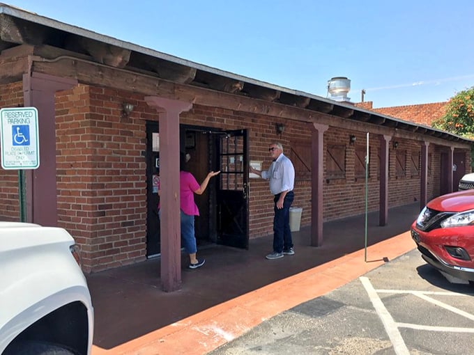 The humble entrance that promises nothing fancy but delivers everything a serious carnivore could ever want inside.