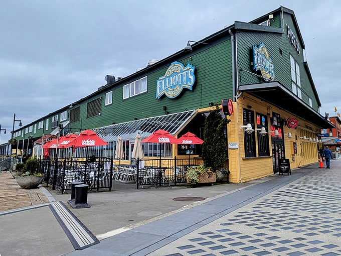 The distinctive green exterior has become as much a Seattle waterfront landmark as the ferries crossing the sound.