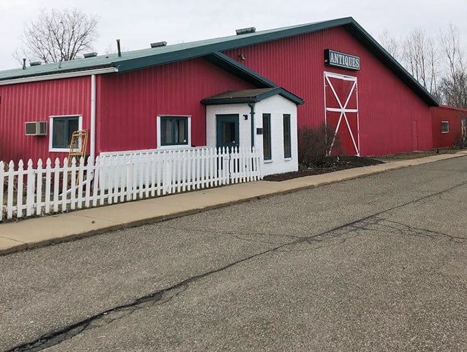 The barn-red exterior with its white trim gives just a hint of the Americana wonderland waiting inside this unassuming treasure trove.