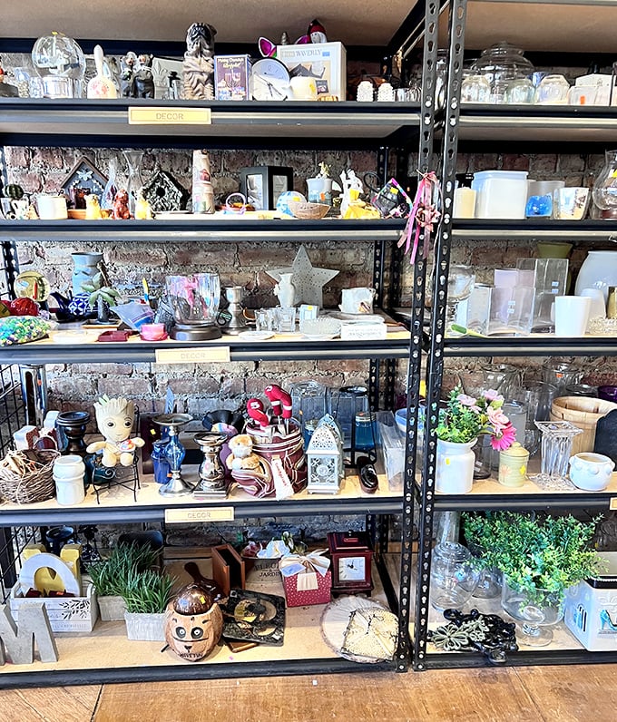 Shelf after shelf of knickknacks and figurines &ndash; from Groot to ceramic angels, the decorative odds and ends that make a house feel like home.