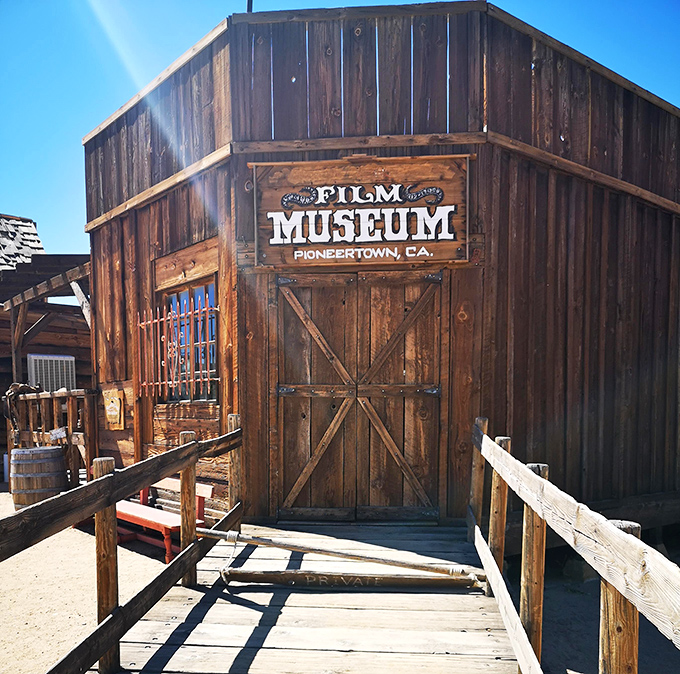 The Film Museum's weathered facade houses celluloid memories of shootouts and showdowns that shaped America's vision of its frontier past.