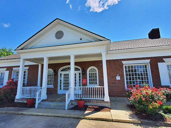 First Bank's colonial-inspired architecture brings a touch of dignified Southern charm to financial errands that elsewhere might feel coldly transactional.