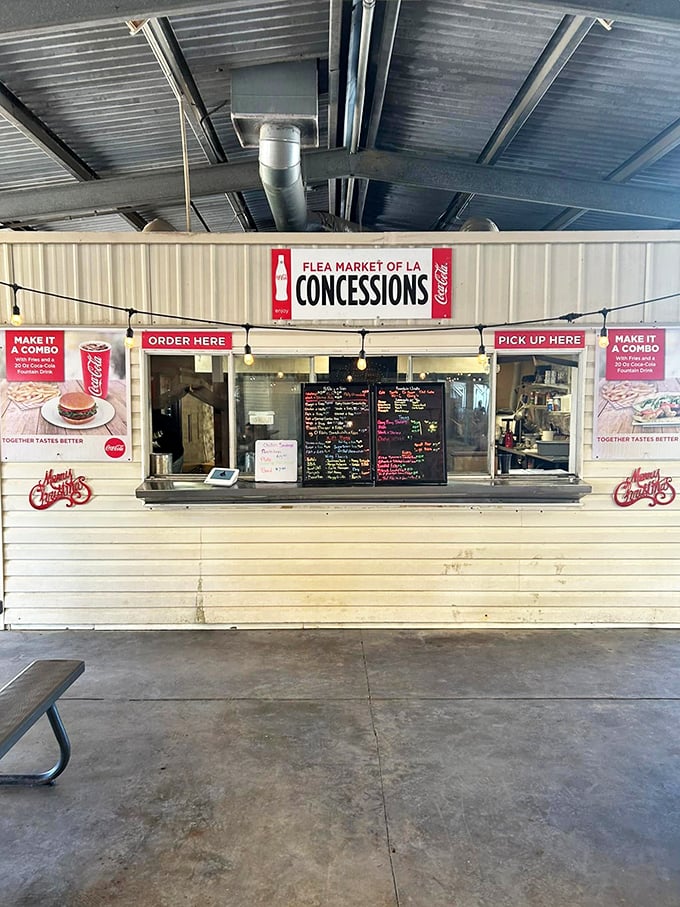 The concession stand: because treasure hunting builds an appetite that only a proper Louisiana-style lunch break can satisfy.