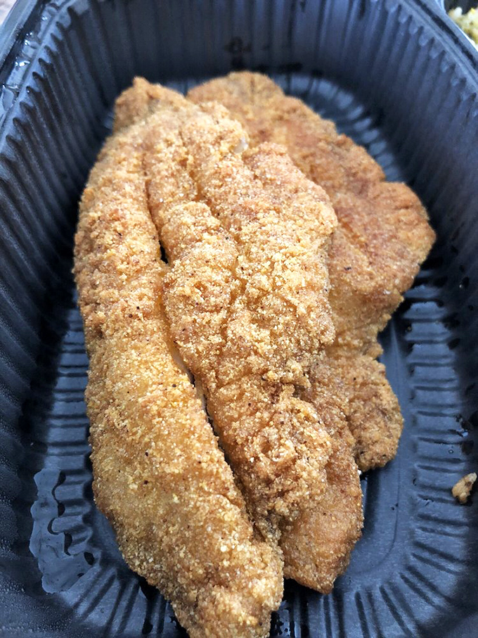 Cornmeal-crusted catfish that would make a Mississippi fisherman tip his hat in respect. That golden coating is what deep-frying dreams are made of.