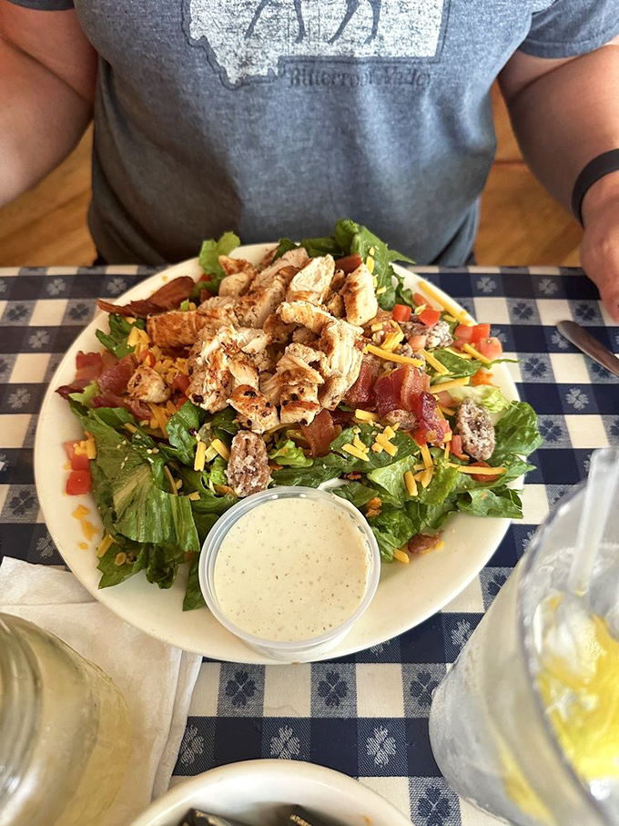 Even the salads at Loveless come dressed for success, with grilled chicken and enough bacon to remind you you're in Tennessee. 
