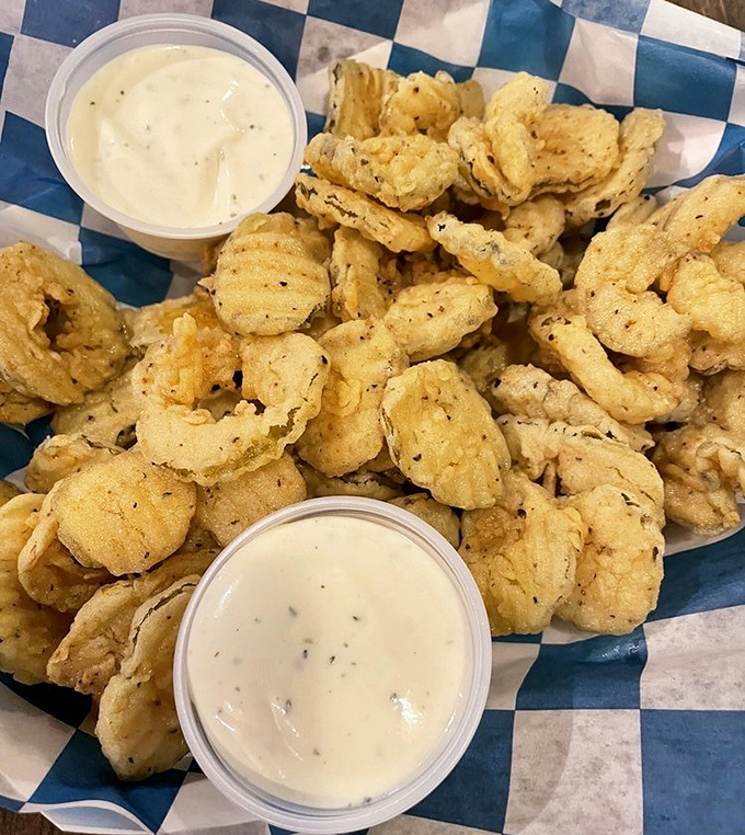 Fried pickle chips so perfectly crisp and tangy, they've converted countless pickle skeptics into true believers.