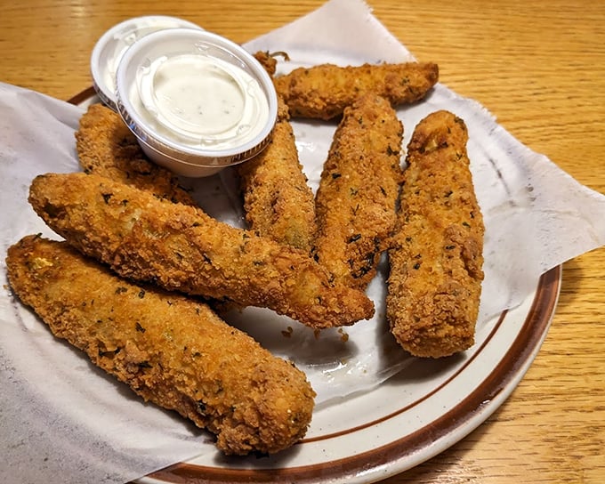 Fried pickles&mdash;proof that sometimes the best culinary ideas sound questionable until that first addictive, tangy-crunchy bite changes everything.
