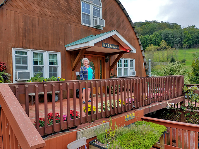 Frosty Hollow B&B nestles into the landscape like it grew there naturally alongside the trees.