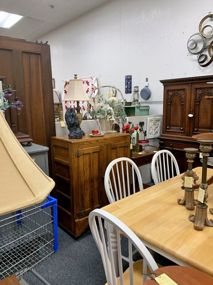 A dining set that's witnessed more family meals than your therapist has heard about. Solid wood furniture from when things were built to outlast marriages.