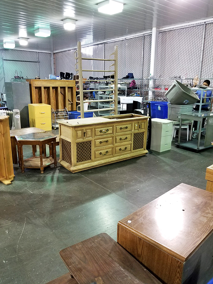 The furniture section&mdash;where mid-century treasures and 1970s statement pieces await their second chance at domestic glory.