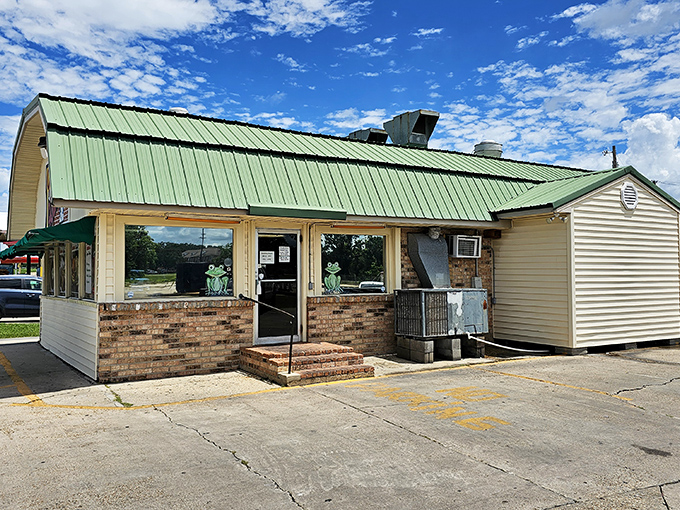 This unassuming building with the green roof houses authentic Cajun cuisine. Where locals know the best affordable eats come without fancy facades.