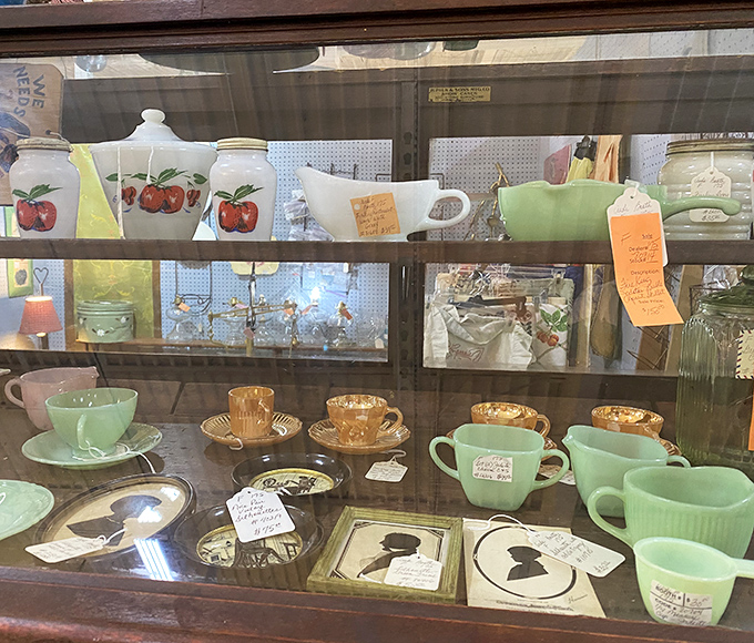 Jadeite and Depression glass that makes modern kitchenware look soulless. These pieces survived the Great Depression; they'll certainly survive your dinner parties.