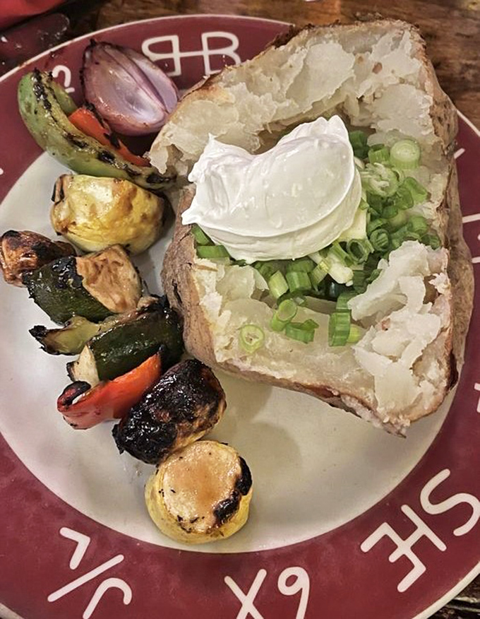 This loaded baked potato with grilled vegetables isn't just dinner – it's comfort food that somehow managed to get its nutrients in.