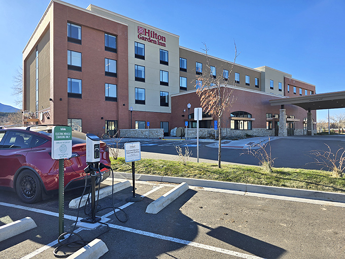 The Hilton Garden Inn brings modern comfort to Trinidad's historic landscape, with electric vehicle charging that bridges past and future.