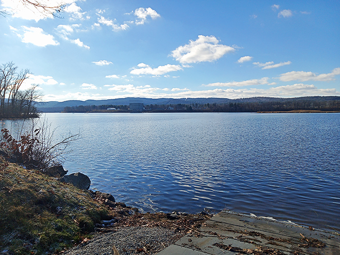 The boat launch puts you on the Connecticut River without marina fees, dock rentals, or any of the financial nonsense that usually accompanies waterfront access.