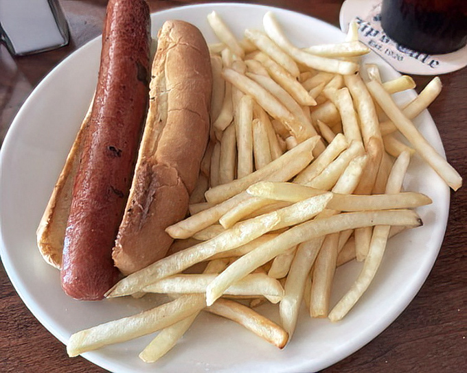 Sometimes the classics speak loudest &ndash; a perfectly grilled hot dog nestled in a soft bun alongside crispy fries is Cincinnati comfort defined.