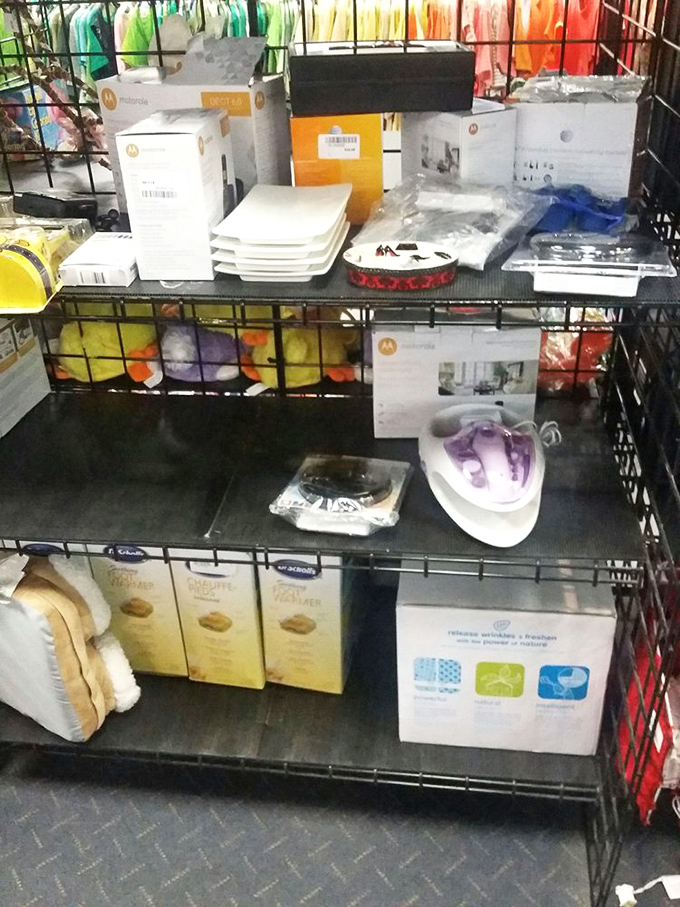 The electronics section: technological roulette where yesterday's gadgets await new homes. That baby monitor might have years of service left.