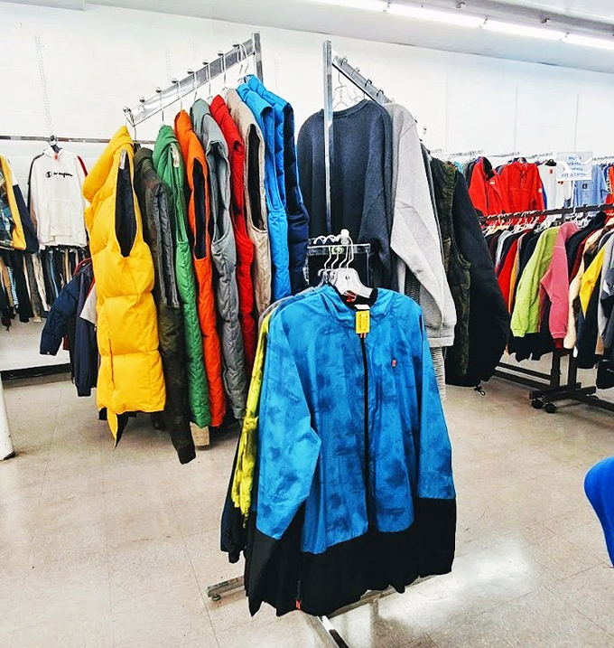 The jacket jackpot! That blue windbreaker is practically begging for a coastal road trip or early morning farmers market run.