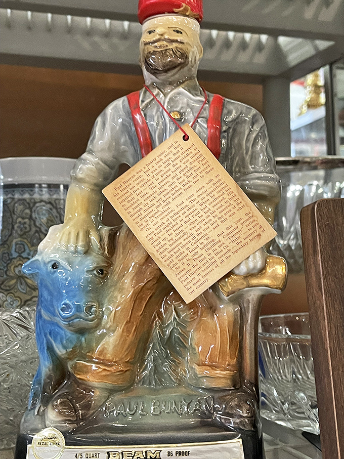 Jim Beam decanters: where whiskey packaging became art. This ceramic cowboy probably watched over many a 1970s living room conversation.