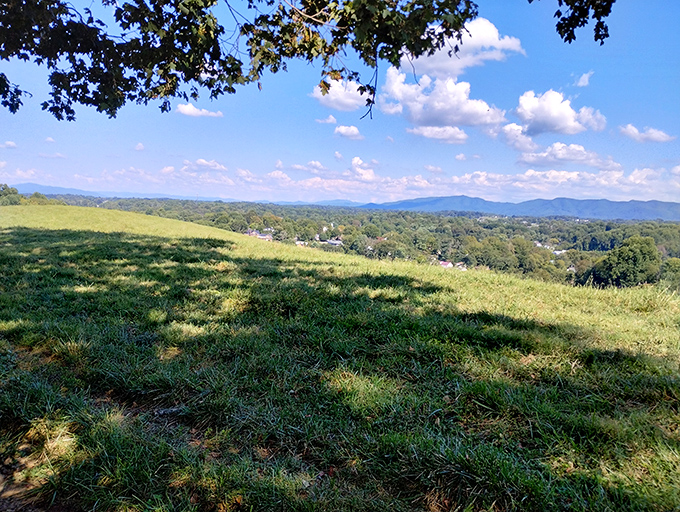 Rolling hills stretch toward distant mountains, offering a view that no smartphone panorama could ever truly capture&mdash;Tennessee's landscape at its most poetic.