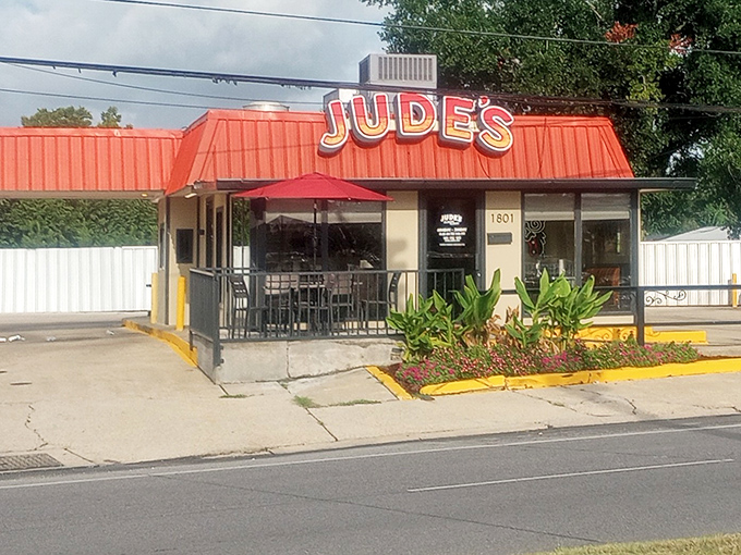 Jude's bright orange roof signals what locals already know&mdash;this is where comfort food meets Louisiana soul.