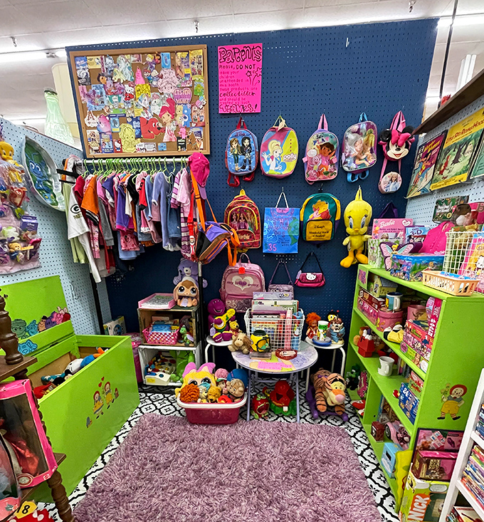 Childhood nostalgia explosion! From Tweety Bird to Barbie backpacks, this booth is where millennials come to gasp "I HAD THAT!" repeatedly.