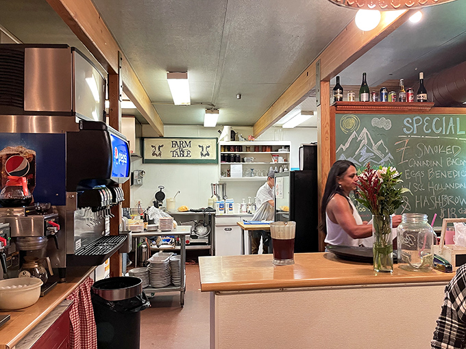 The kitchen pass &ndash; that magical portal where coffee gets refilled and breakfast dreams come true under the watchful eye of copper lamps.