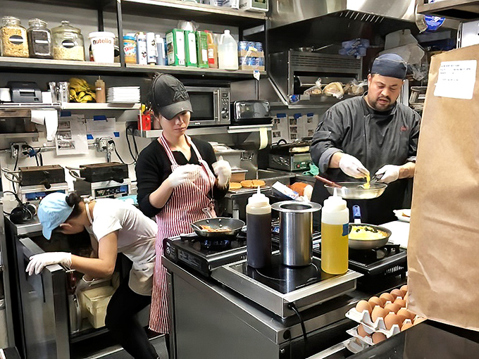 The kitchen crew works their magic in full view, confidence that only comes from doing it right.