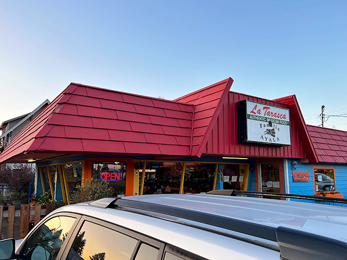 La Tarasca's vibrant exterior hints at the authentic Mexican cuisine waiting inside—a splash of culinary color in Centralia's dining palette that locals treasure.