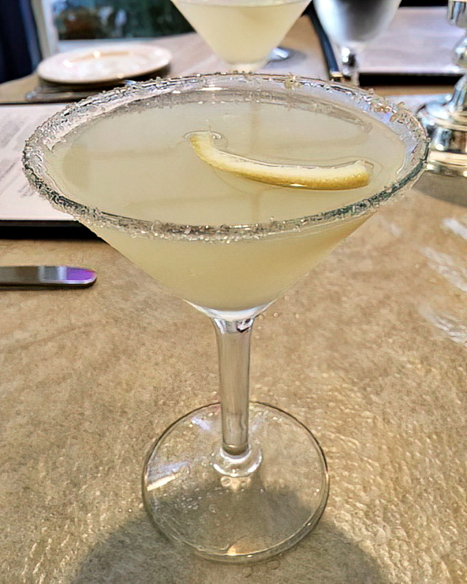 A properly made lemon drop martini: tart, sweet, and strong enough to make you forget you just ate your weight in lobster.