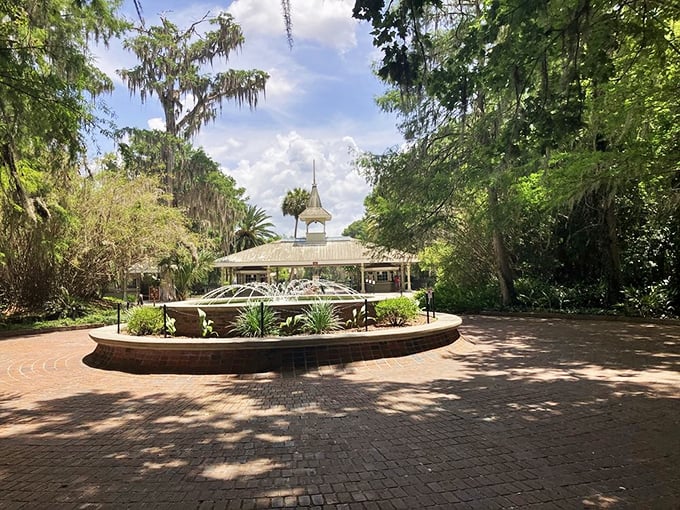 The civilized heart of a wild paradise. This fountain plaza offers a moment to catch your breath before diving back into Florida's natural wonders.