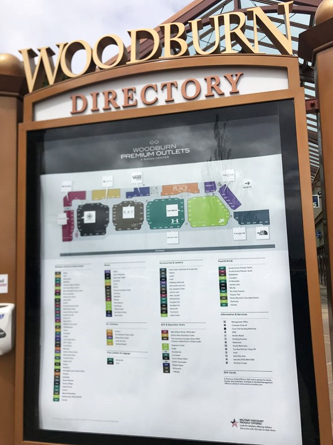 The directory map: your strategic battle plan for conquering over 100 stores without losing your shopping companions.