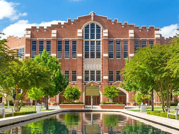 McCasland Field House stands as a testament to collegiate athletics and the architectural confidence of institutions that built things to last.