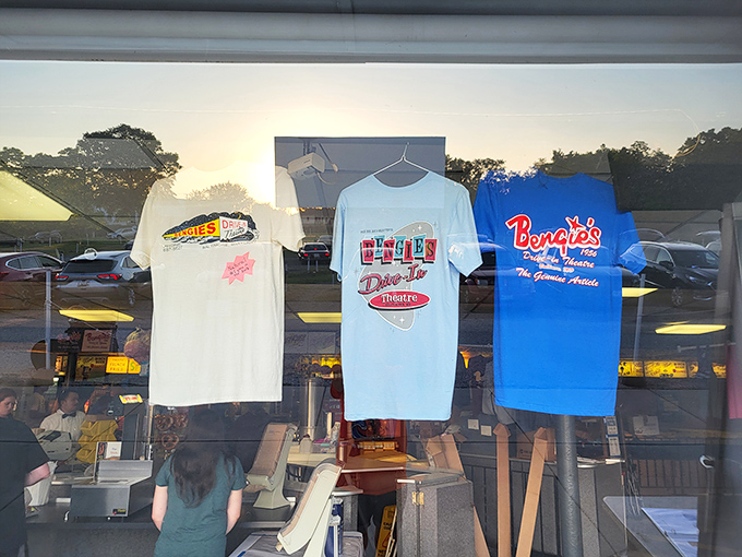 Bengies merchandise: the only acceptable souvenir from a place where memories are the main attraction. That blue shirt has "future family heirloom" written all over it.