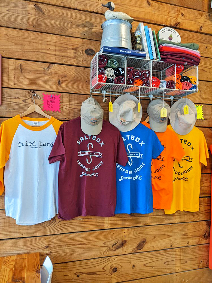 Even the merch tells a story &ndash; "Fried Hard" isn't just a cooking style, it's practically the Durham seafood philosophy in two words.