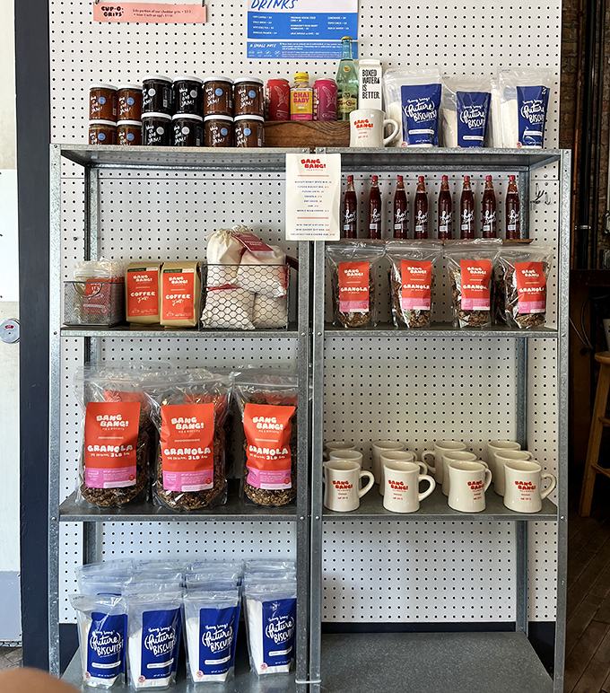 The merchandise wall &ndash; take home evidence of your pilgrimage. Those Bang Bang branded goods let you extend the experience beyond breakfast.