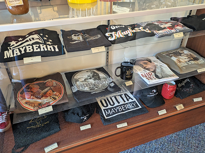 Mayberry merchandise lets you take the whistling theme song vibe home—t-shirts, mugs, and memorabilia that celebrate small-town America.