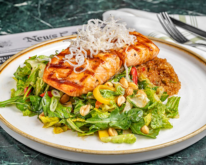 Miso salmon that's perfectly seared and perched atop a salad so fresh it makes other greens question their life choices.