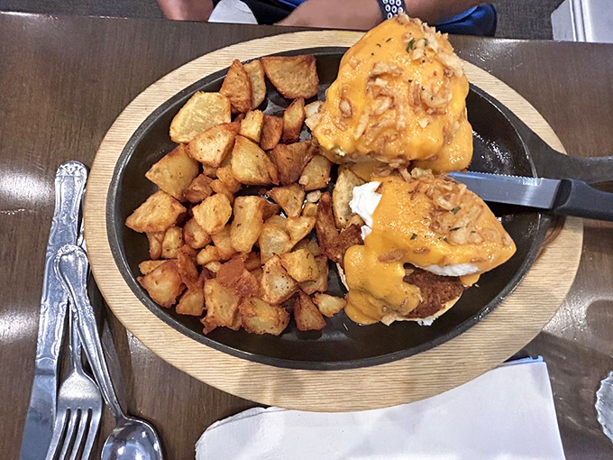 Nashville meets Michigan in this spicy Benedict showdown, with golden potatoes playing the delicious supporting role.